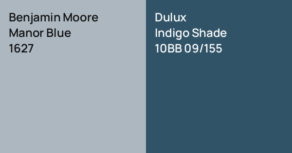 Benjamin Moore Manor Blue vs. Dulux Indigo Shade comparison
