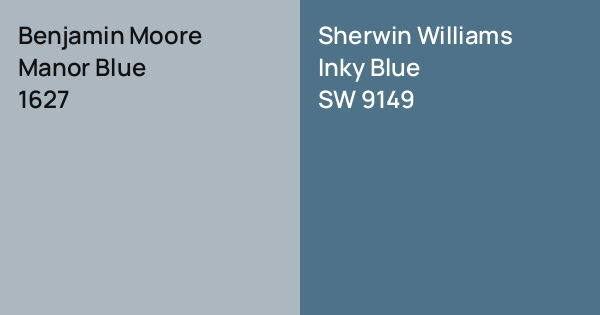 Benjamin Moore Manor Blue vs. Sherwin Williams Inky Blue comparison