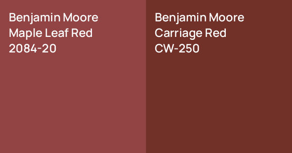 Benjamin Moore Maple Leaf Red vs. Benjamin Moore Carriage Red comparison