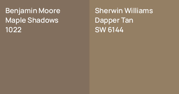 Benjamin Moore Maple Shadows vs. Sherwin Williams Dapper Tan comparison