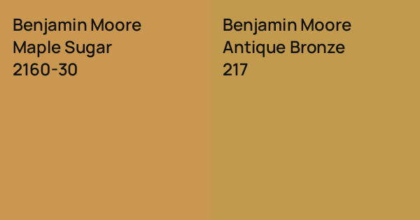 Benjamin Moore Maple Sugar vs. Benjamin Moore Antique Bronze comparison