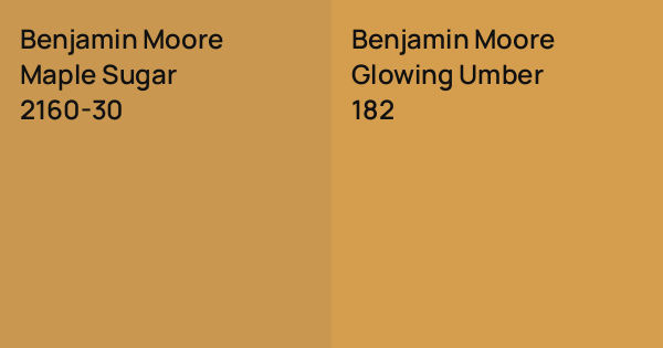 Benjamin Moore Maple Sugar vs. Benjamin Moore Glowing Umber comparison