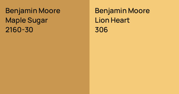 Benjamin Moore Maple Sugar vs. Benjamin Moore Lion Heart comparison