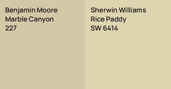 Benjamin Moore Marble Canyon vs. Sherwin Williams Rice Paddy comparison