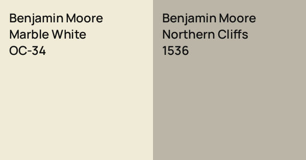 Benjamin Moore Marble White vs. Benjamin Moore Northern Cliffs comparison