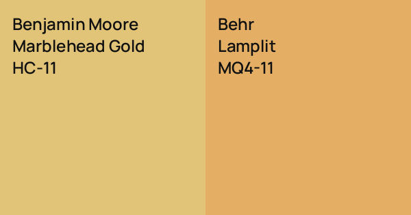 Benjamin Moore Marblehead Gold vs. Behr Lamplit comparison