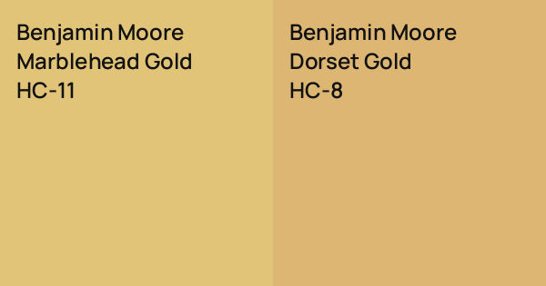 Benjamin Moore Marblehead Gold vs. Benjamin Moore Dorset Gold comparison