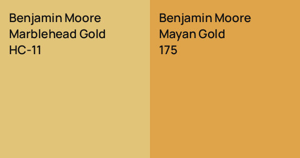 Benjamin Moore Marblehead Gold vs. Benjamin Moore Mayan Gold comparison