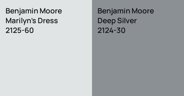 Benjamin Moore Marilyn's Dress vs. Benjamin Moore Deep Silver comparison