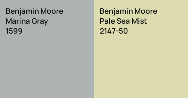 Benjamin Moore Marina Gray vs. Benjamin Moore Pale Sea Mist comparison