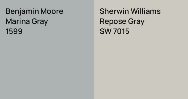 Benjamin Moore Marina Gray vs. Sherwin Williams Repose Gray comparison