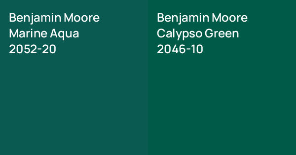 Benjamin Moore Marine Aqua vs. Benjamin Moore Calypso Green comparison