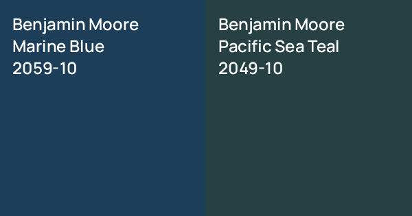 Benjamin Moore Marine Blue vs. Benjamin Moore Pacific Sea Teal comparison