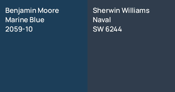 Benjamin Moore Marine Blue vs. Sherwin Williams Naval comparison