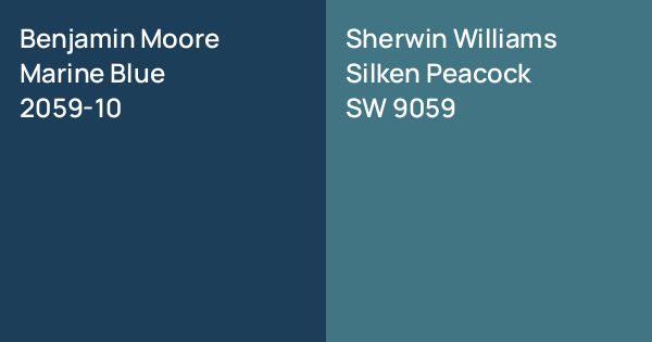 Benjamin Moore Marine Blue vs. Sherwin Williams Silken Peacock comparison