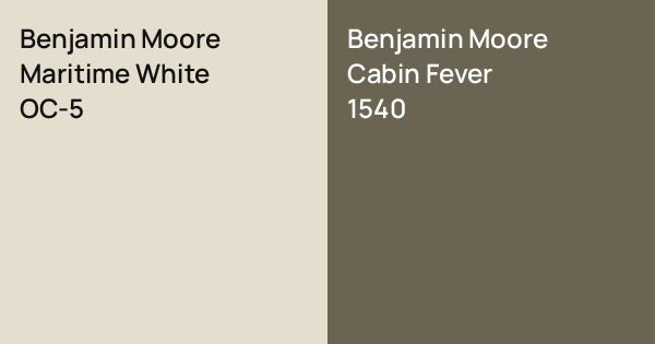 Benjamin Moore Maritime White vs. Benjamin Moore Cabin Fever comparison