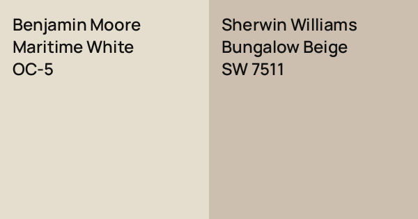 Benjamin Moore Maritime White vs. Sherwin Williams Bungalow Beige ...