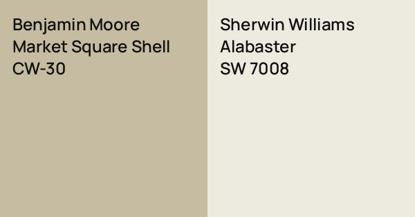 Benjamin Moore Market Square Shell vs. Sherwin Williams Alabaster ...