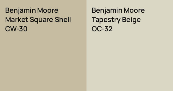 Benjamin Moore Market Square Shell vs. Benjamin Moore Tapestry Beige ...
