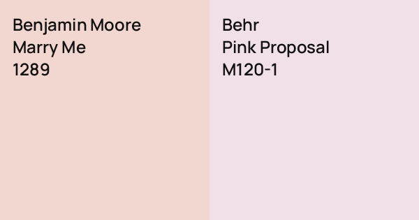 Benjamin Moore Marry Me vs. Behr Pink Proposal comparison