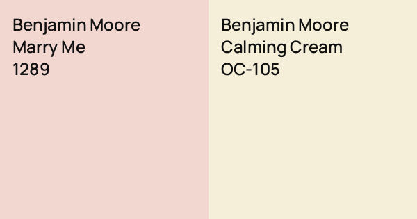 Benjamin Moore Marry Me vs. Benjamin Moore Calming Cream comparison