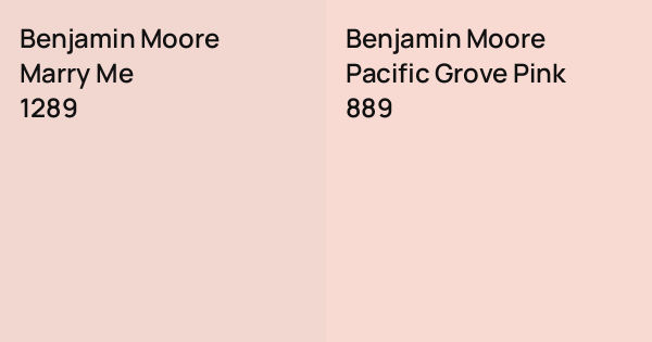 Benjamin Moore Marry Me vs. Benjamin Moore Pacific Grove Pink comparison
