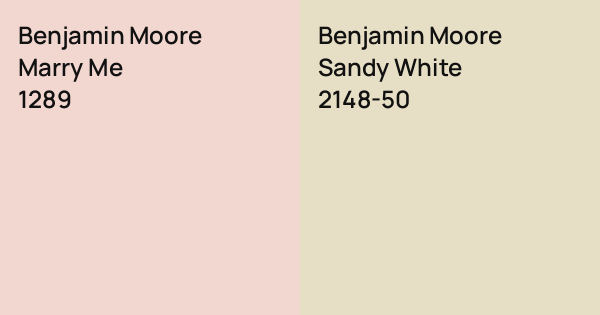 Benjamin Moore Marry Me vs. Benjamin Moore Sandy White comparison