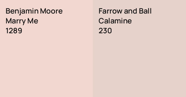 Benjamin Moore Marry Me vs. Farrow and Ball Calamine comparison