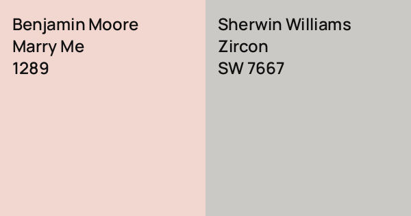 Benjamin Moore Marry Me vs. Sherwin Williams Zircon comparison