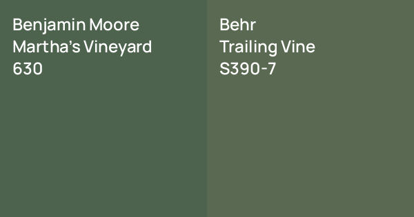 Benjamin Moore Martha's Vineyard vs. Behr Trailing Vine comparison