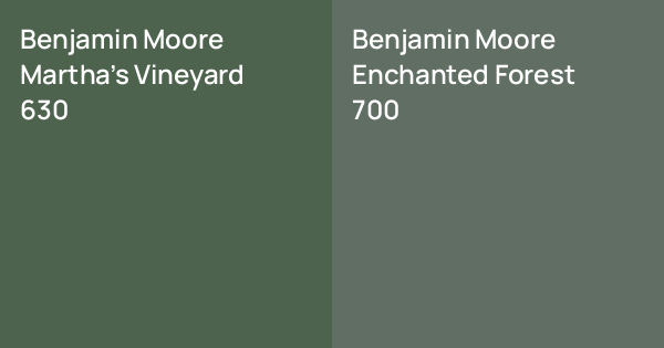 Benjamin Moore Martha's Vineyard vs. Benjamin Moore Enchanted Forest comparison