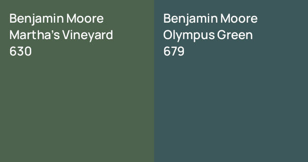 Benjamin Moore Martha's Vineyard vs. Benjamin Moore Olympus Green ...