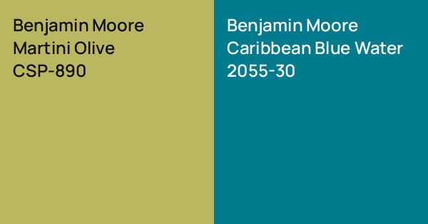 Benjamin Moore Martini Olive vs. Benjamin Moore Caribbean Blue Water ...