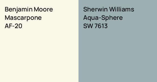 Benjamin Moore Mascarpone vs. Sherwin Williams Aqua-Sphere comparison