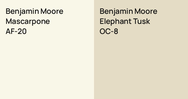 Benjamin Moore Mascarpone vs. Benjamin Moore Elephant Tusk comparison