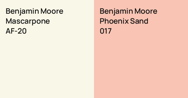 Benjamin Moore Mascarpone vs. Benjamin Moore Phoenix Sand comparison
