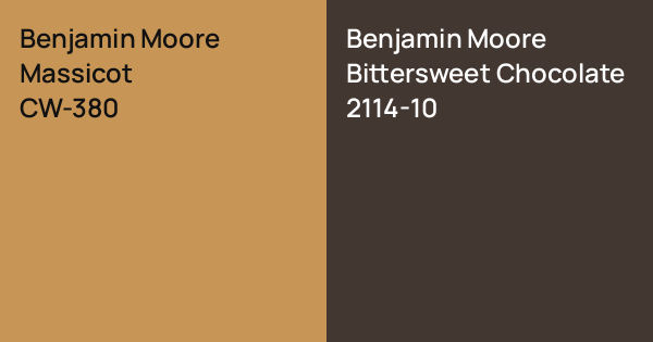 Benjamin Moore Massicot vs. Benjamin Moore Bittersweet Chocolate comparison