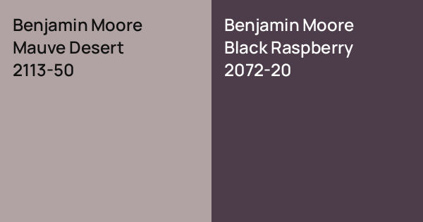 Benjamin Moore Mauve Desert vs. Benjamin Moore Black Raspberry comparison