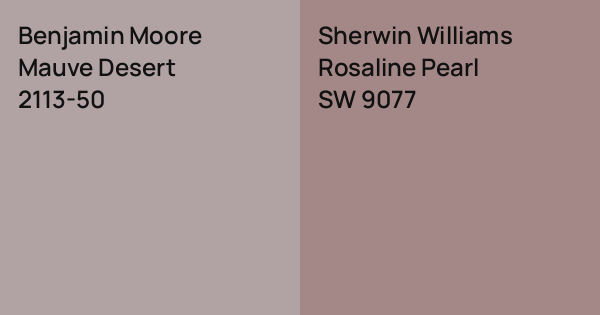 Benjamin Moore Mauve Desert vs. Sherwin Williams Rosaline Pearl comparison