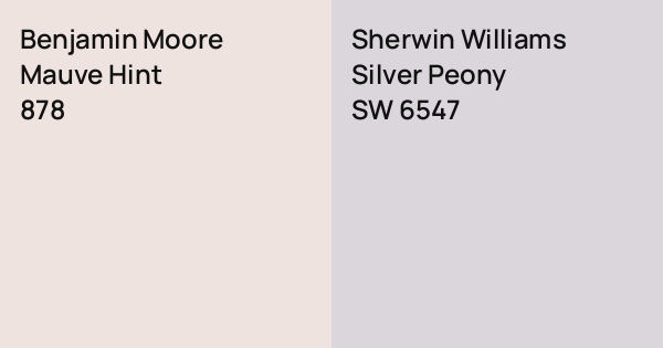 Benjamin Moore Mauve Hint vs. Sherwin Williams Silver Peony comparison