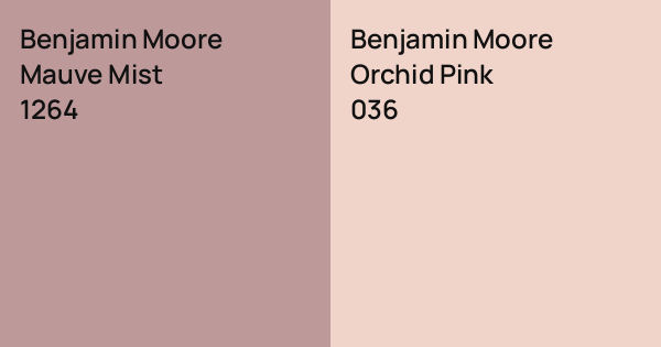 Benjamin Moore Mauve Mist vs. Benjamin Moore Orchid Pink comparison