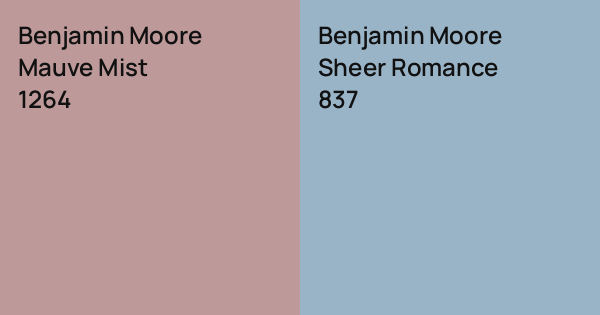 Benjamin Moore Mauve Mist vs. Benjamin Moore Sheer Romance comparison