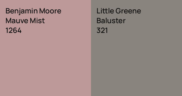 Benjamin Moore Mauve Mist vs. Little Greene Baluster comparison