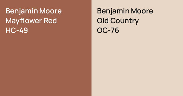 Benjamin Moore Mayflower Red vs. Benjamin Moore Old Country comparison