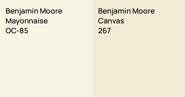 Benjamin Moore Mayonnaise vs. Benjamin Moore Canvas comparison