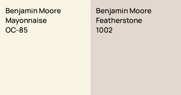 Benjamin Moore Mayonnaise vs. Benjamin Moore Featherstone comparison
