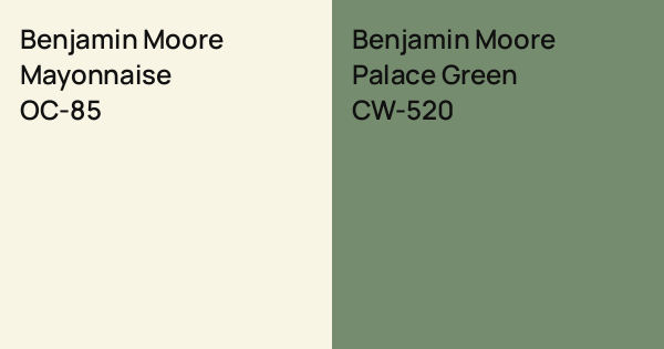 Benjamin Moore Mayonnaise vs. Benjamin Moore Palace Green comparison