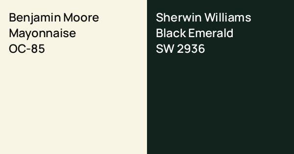 Benjamin Moore Mayonnaise vs. Sherwin Williams Black Emerald comparison