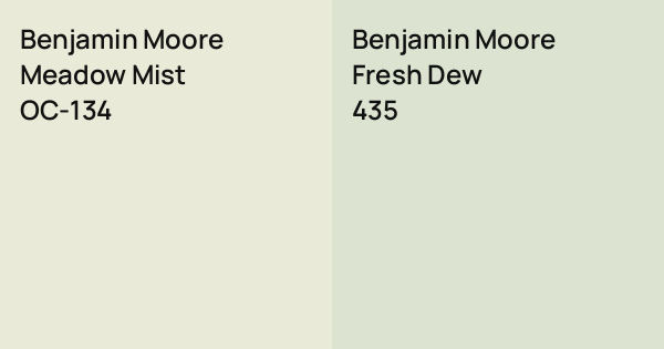 Benjamin Moore Meadow Mist vs. Benjamin Moore Fresh Dew comparison