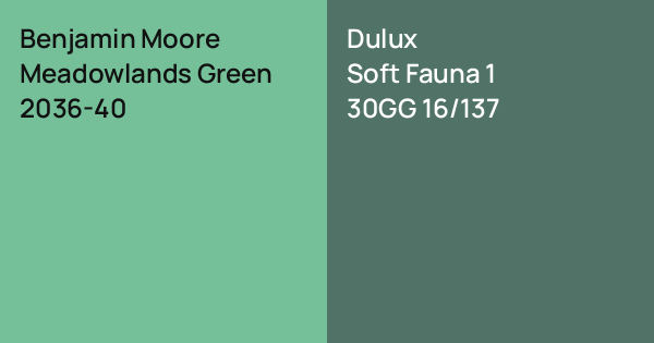 Benjamin Moore Meadowlands Green vs. Dulux Soft Fauna 1 comparison